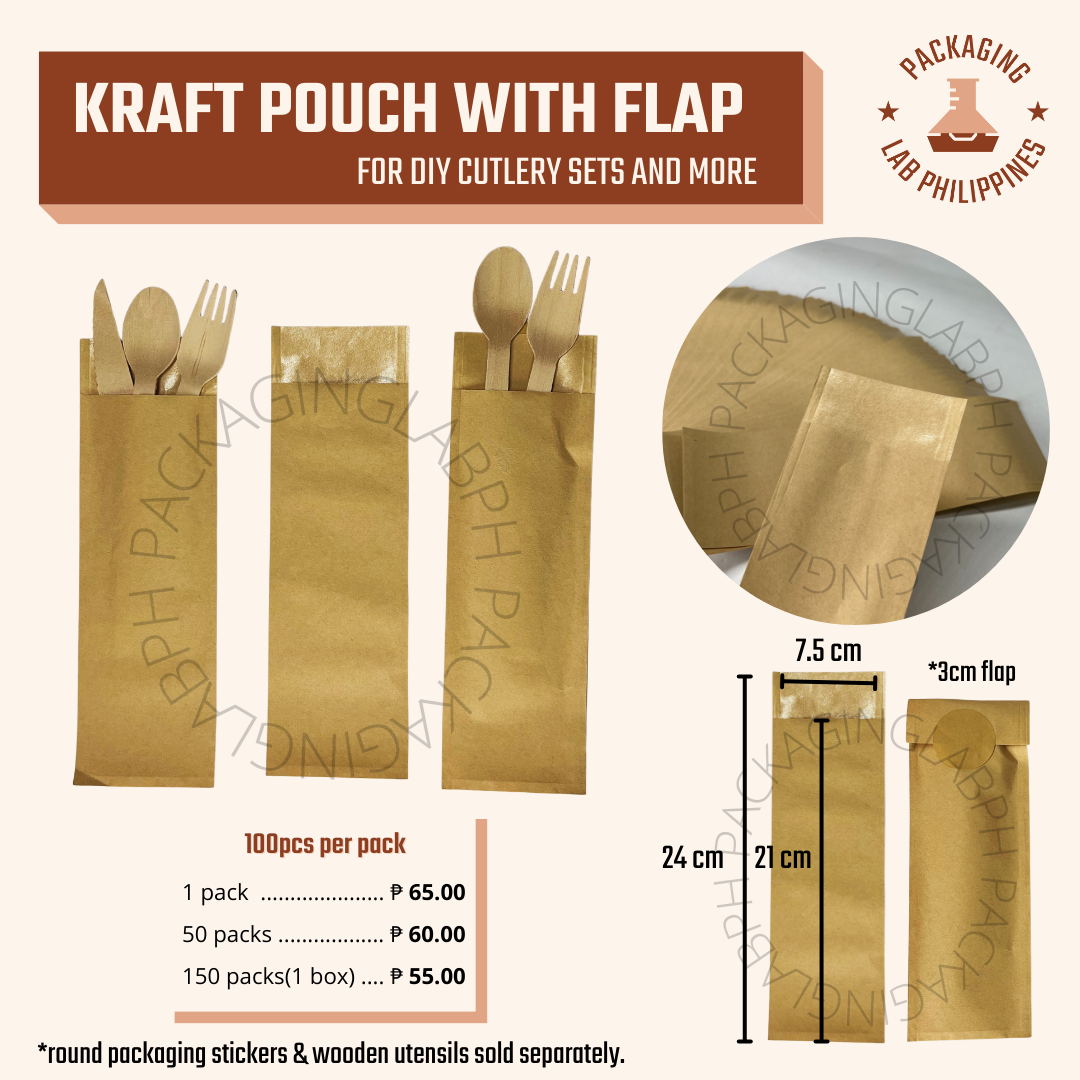 Kraft Pouch with Flap (for DIY cutlery sets and more) – Packaging Lab ...
