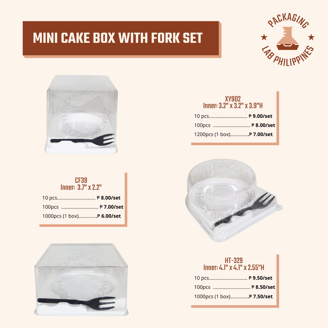 Mini Cake Box with Fork Set – Packaging Lab Philippines