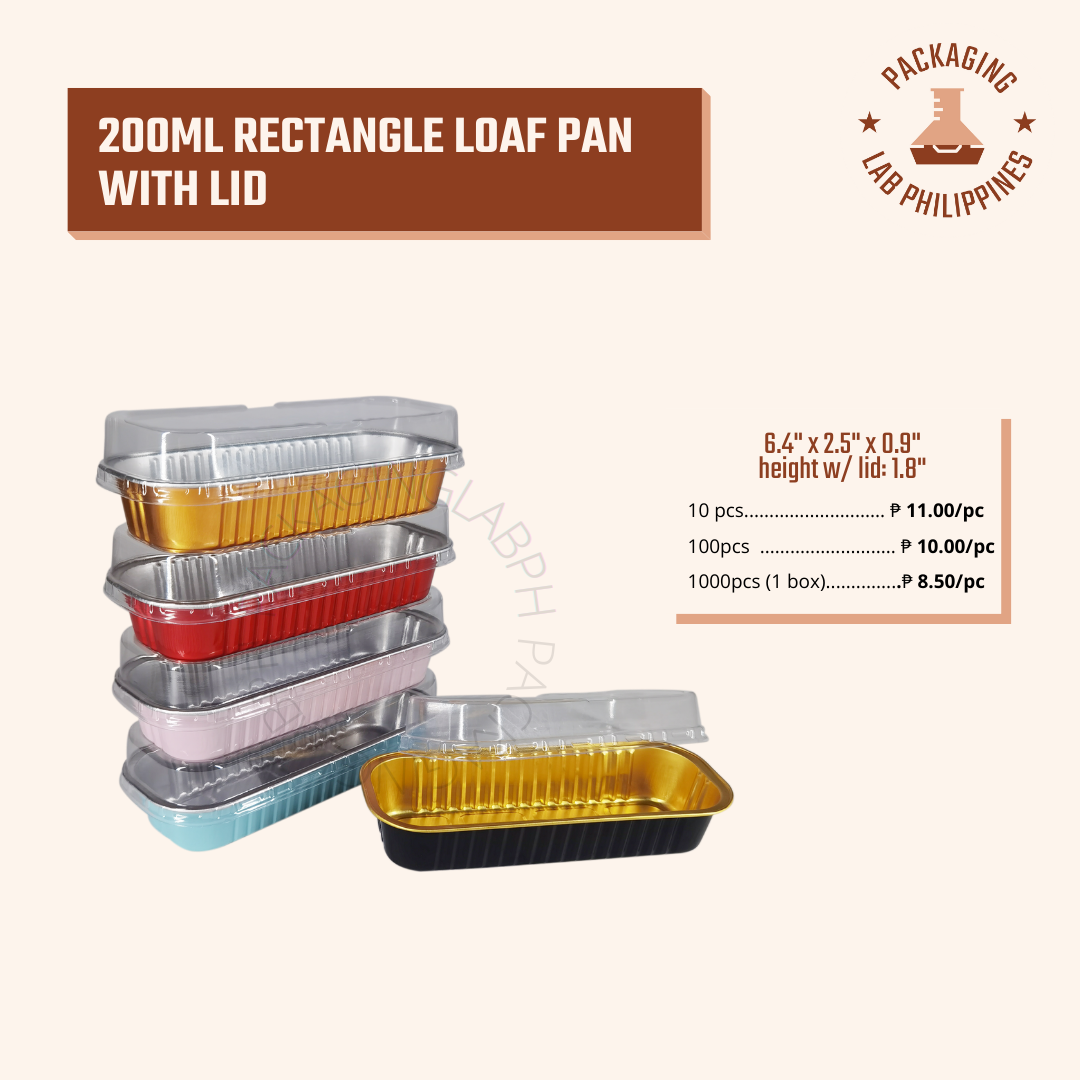 200ml Mini Rectangle Loaf Pan with lid – Packaging Lab Philippines
