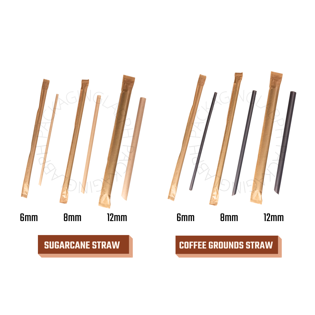 Sugarcane Straws / Coffee Grounds Straws Individually Wrapped with Spe ...