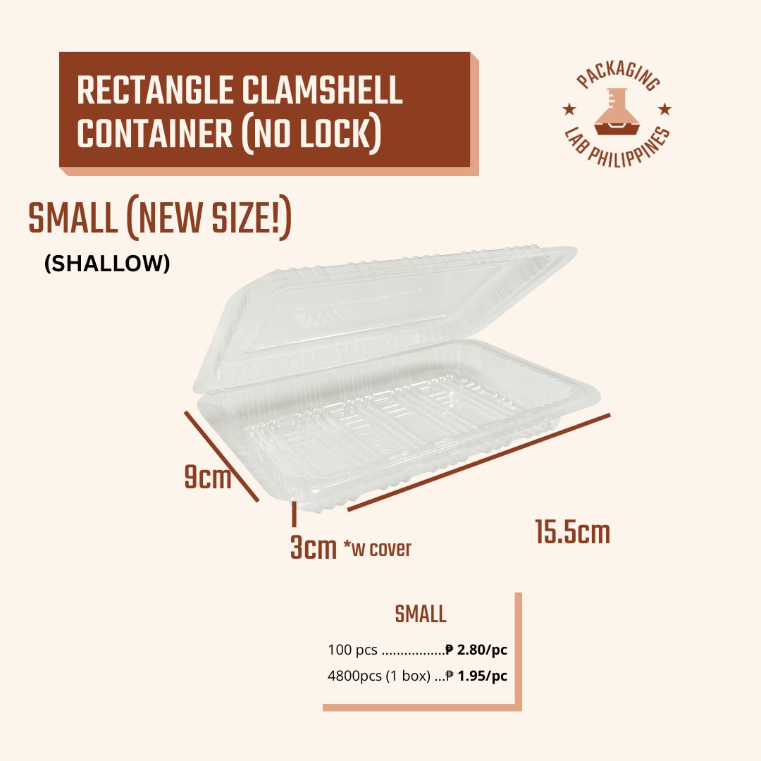 No Lock Rectangle Clamshell Container (4 Sizes) – Packaging Lab Philippines