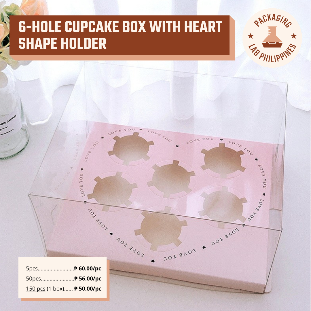 6-Hole Acetate Cupcake Box with Heart Shape Holder – Packaging Lab ...