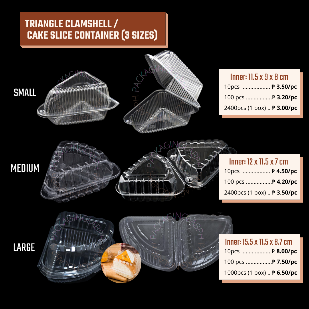 Medium Cake Slice Container Triangle Clamshell – Packaging Lab Philippines