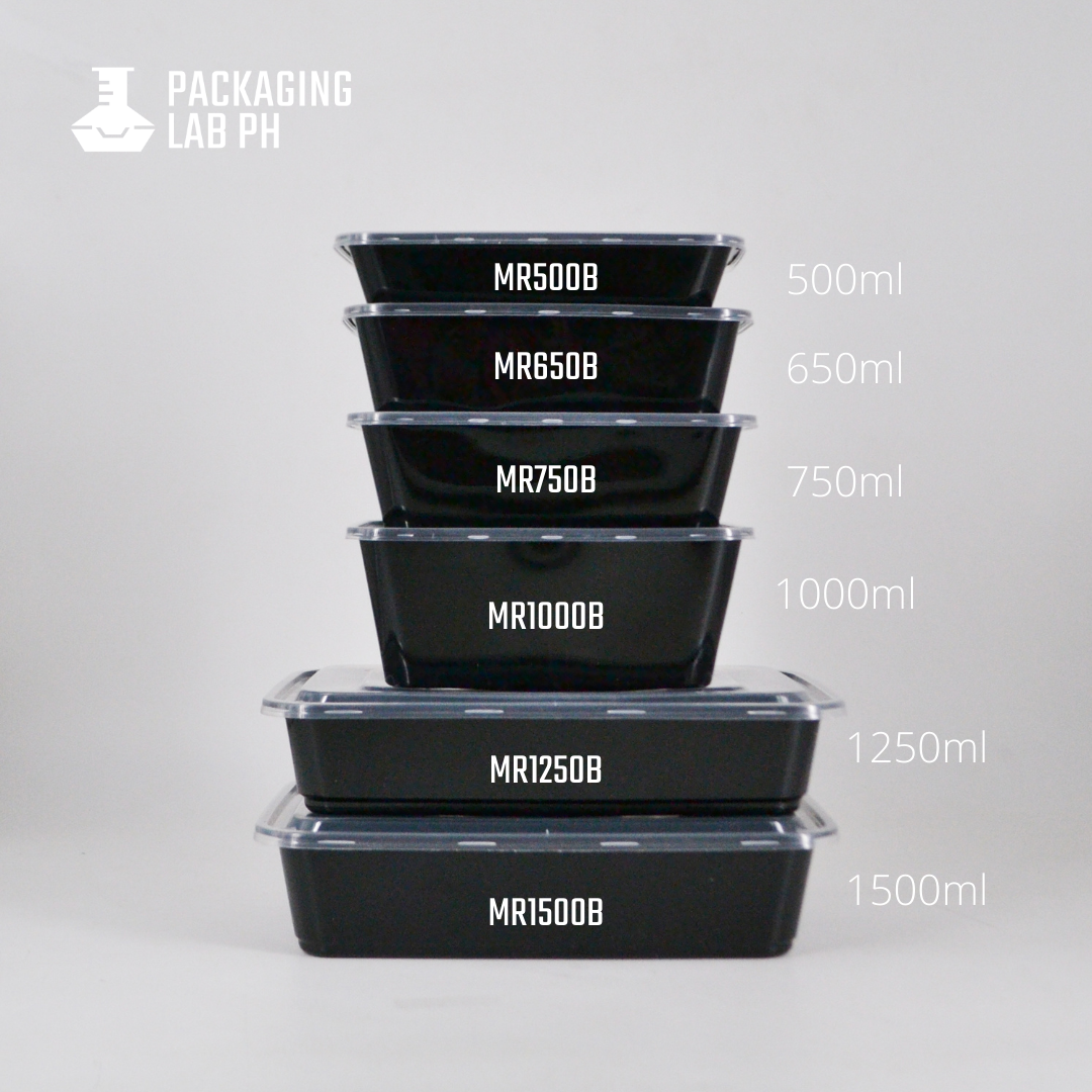 1500ml Black Rectangular Microwavable Container – Packaging Lab Philippines