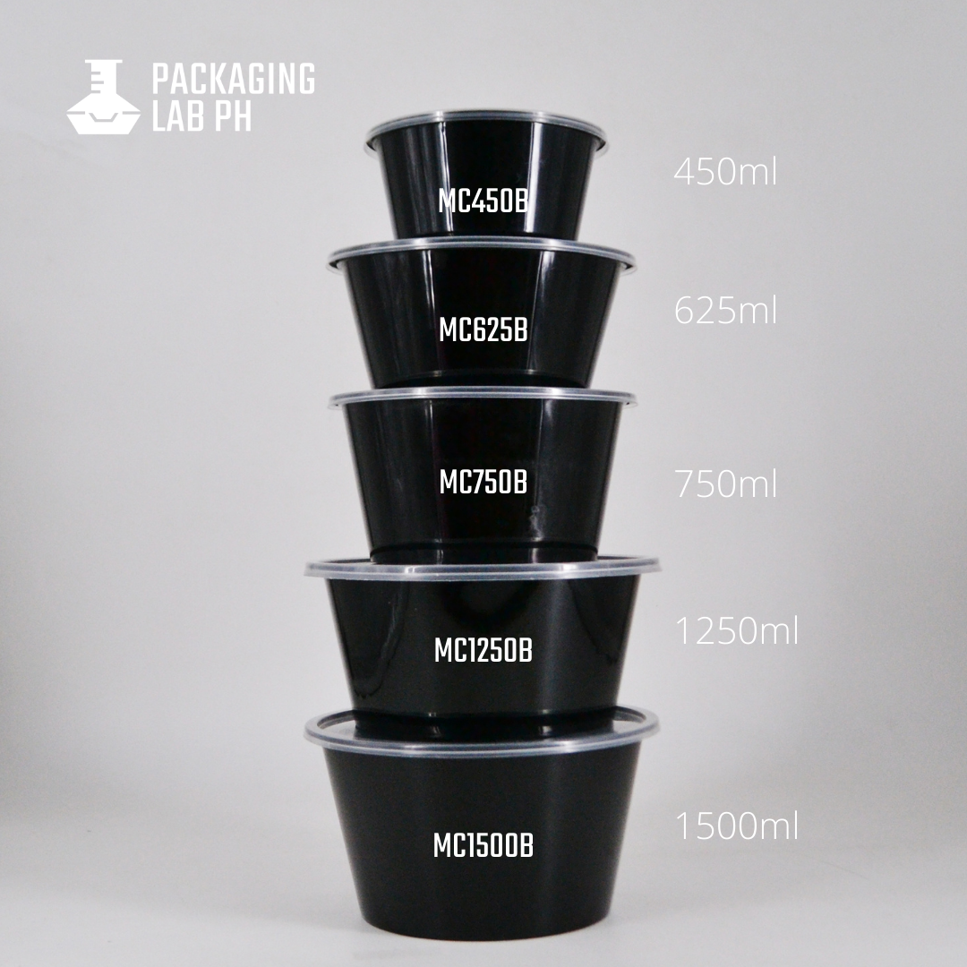 1250ml Black Round Microwavable Container – Packaging Lab Philippines