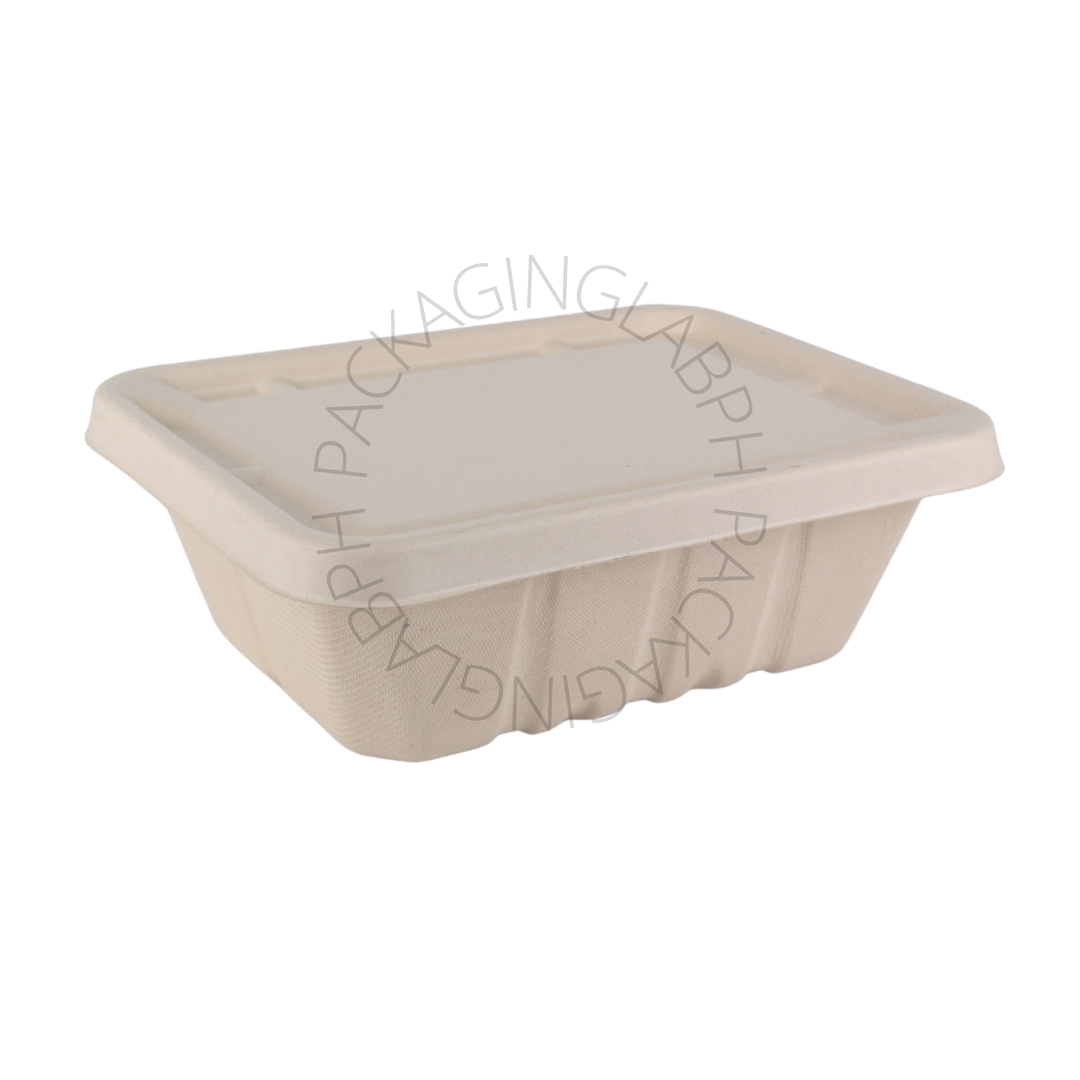 1500ml Rectangle Sugarcane Box w/ paper lid (party tray) – Packaging Lab Philippines