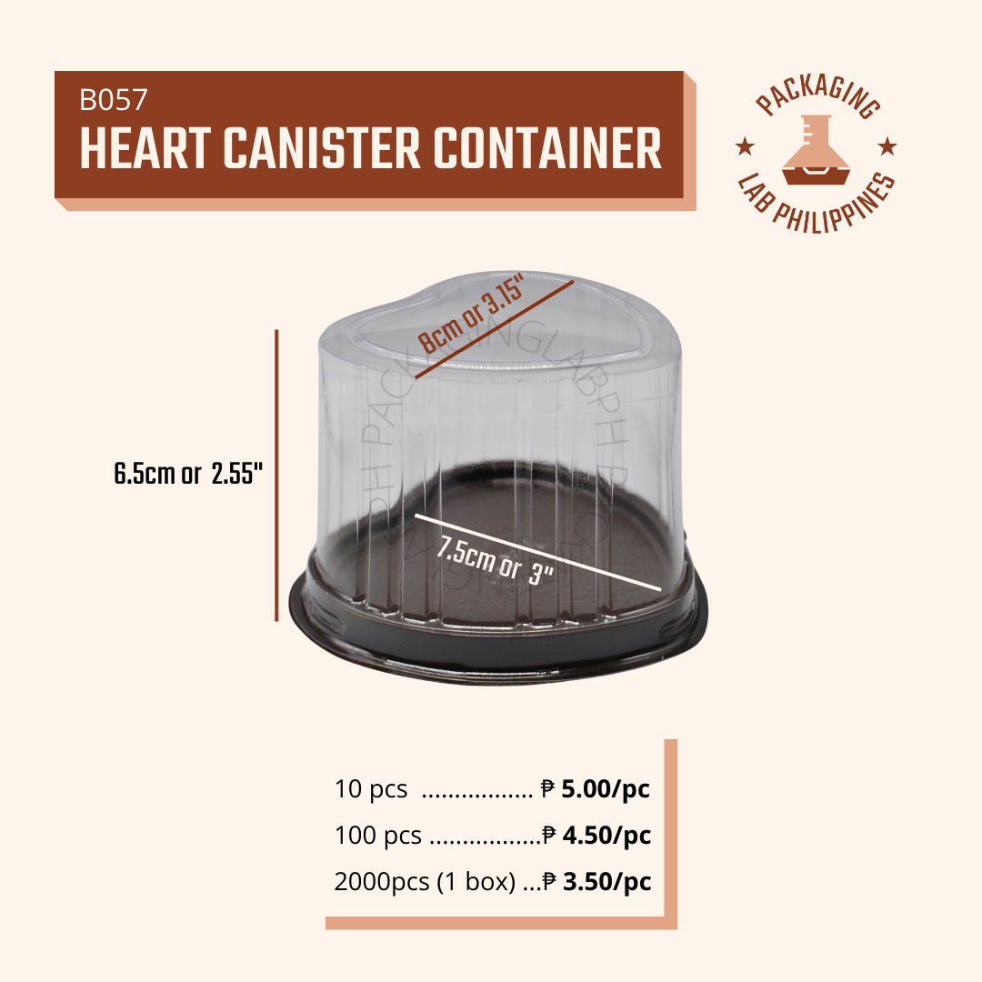 Heart Canister Plastic Container (Brown Base) – Packaging Lab Philippines