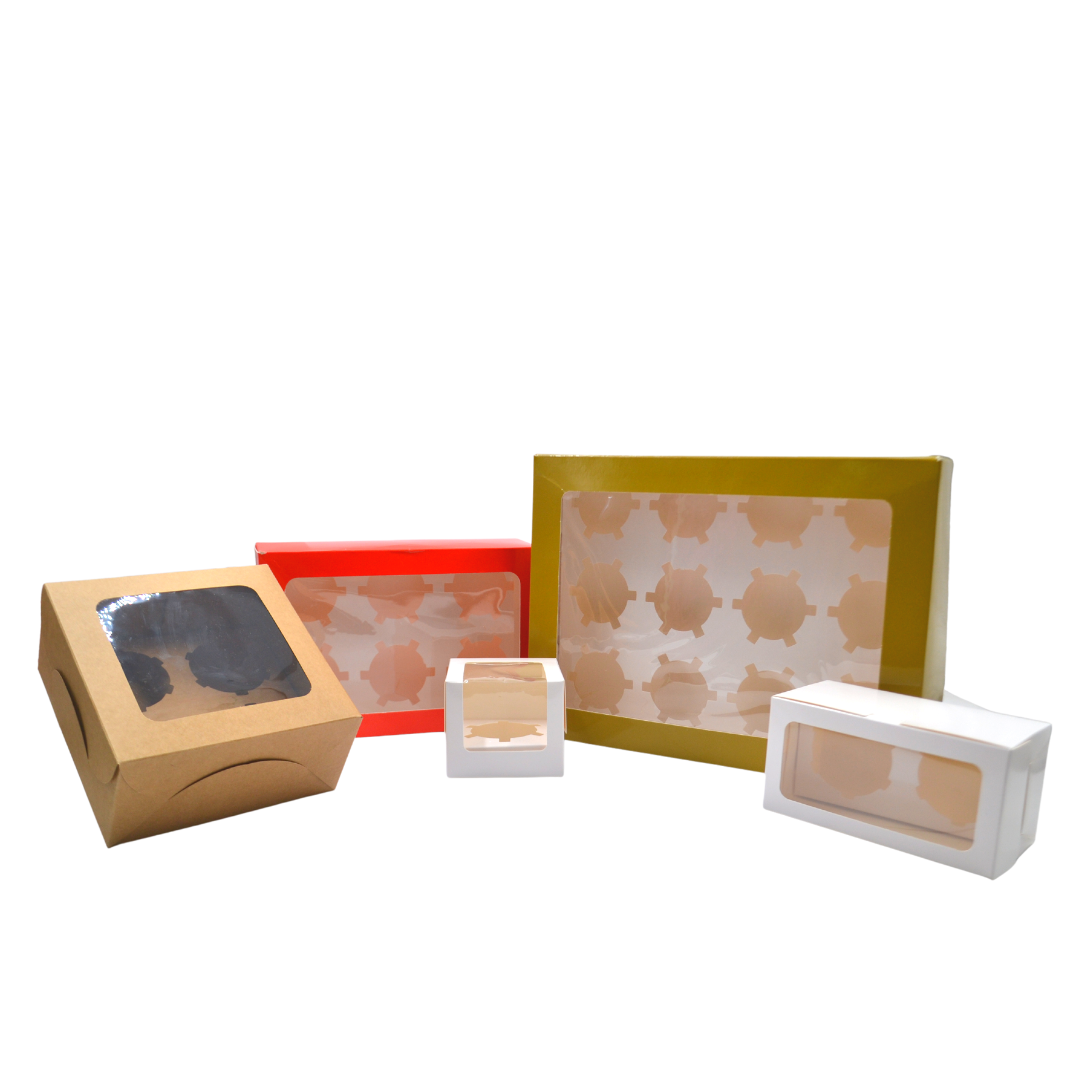 Cupcake Box with Holder Set - 12-Hole, 6-Hole, 4-Hole, 2-Hole ...