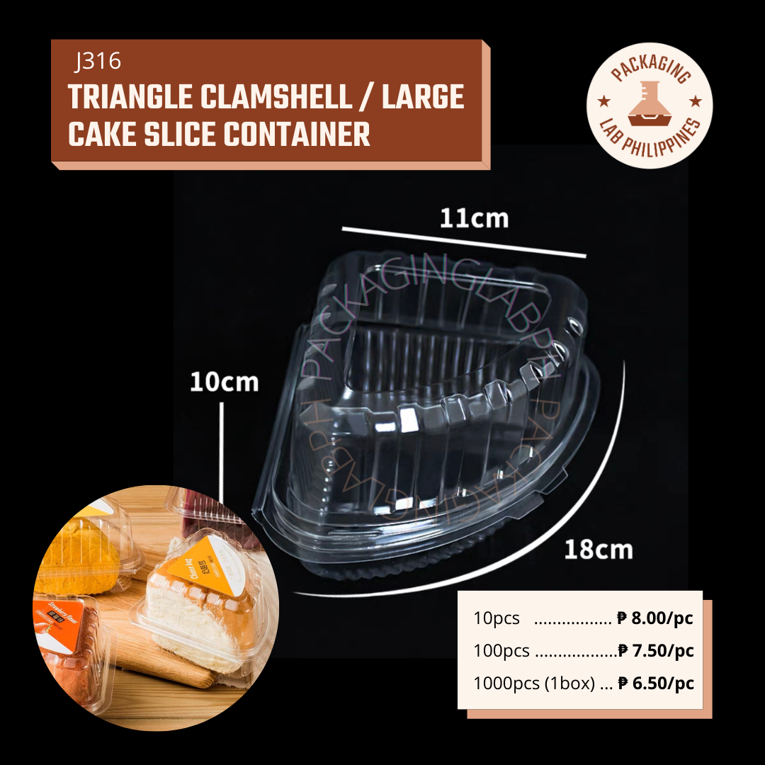Large Cake Slice Container Triangle Clamshell – Packaging Lab Philippines
